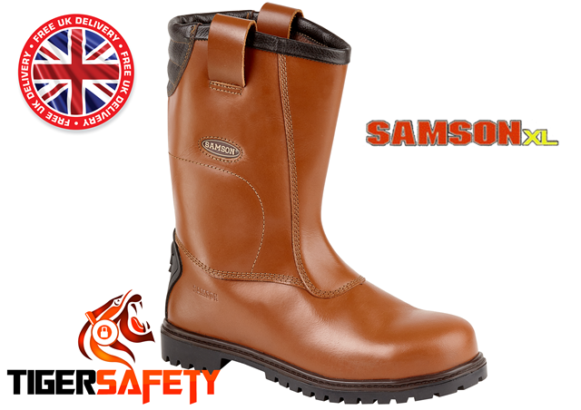 Samson 7051 S3 SRC Brown Redskin Steel Toe Cap Safety Rigger Boots Work ...